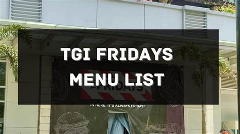 Tgi Fridays Menu Prices Philippines 2025 Updated — All About