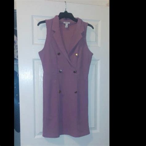 Revamped Dresses Revamped Deep Vneck Suit Dress Buttons Gold Pink M