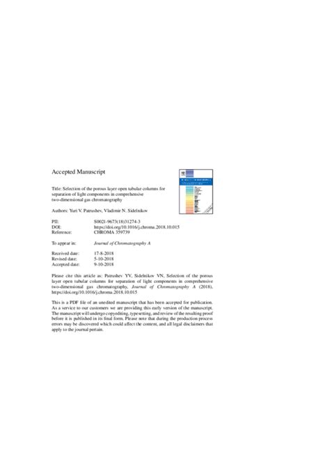 Pdf Selection Of The Porous Layer Open Tubular Columns For Separation Of Light Components In