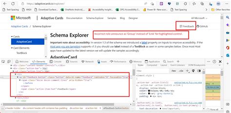 Adaptivecards Schema Explorer Incorrect Role Is Announced By The