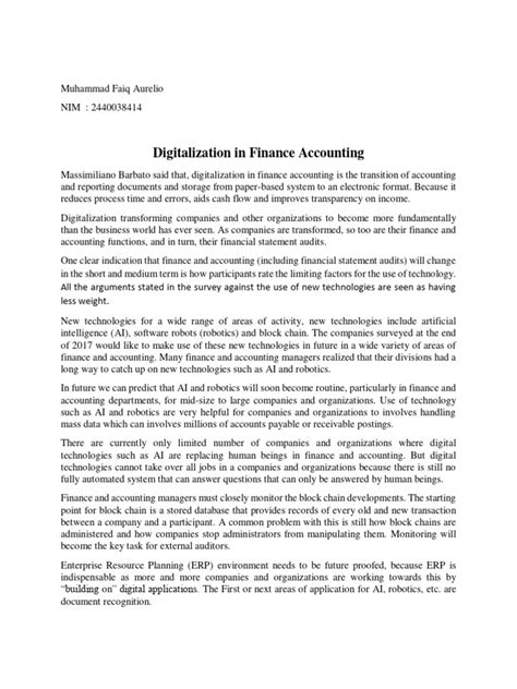 Digitalization In Finance Accounting Rev1 Pdf Pdf Audit Enterprise Resource Planning