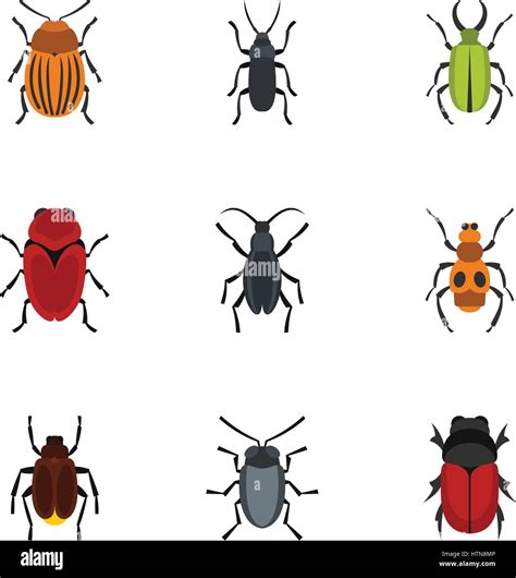 Bug Icons Set Flat Illustration Of 9 Bug Vector Icons For Web Stock