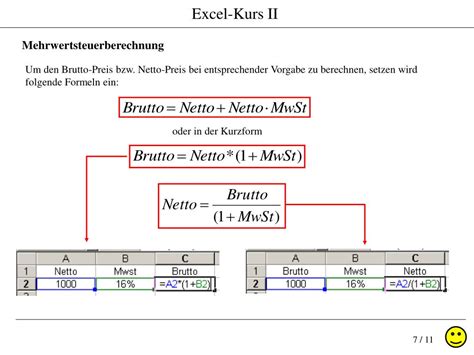 Ppt Excel Kurs Teil Ii Allgemeines Zu Excel Funktionen Summe Min Max Mehrwertsteuer