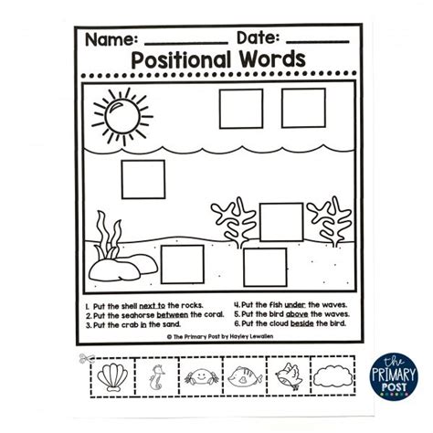 Positional Words Kindergarten Worksheets