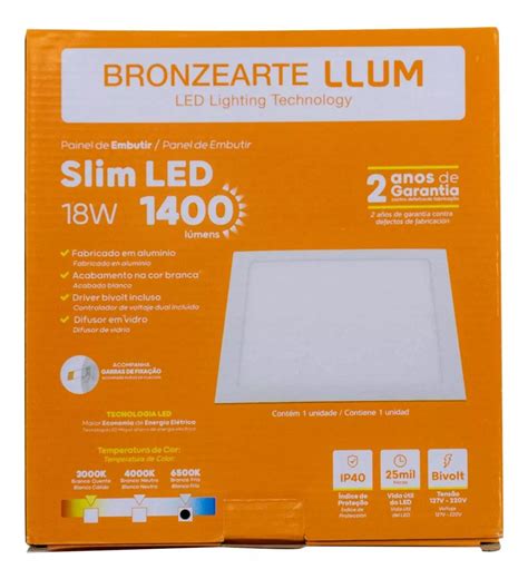 Luminaria Led Emb Quad 18w 6500k Bc Loja Eletroluz Tudo Em Iluminação E Elétrica