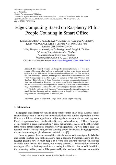 PDF Edge Computing Based On Raspberry PI For People Counting In Smart