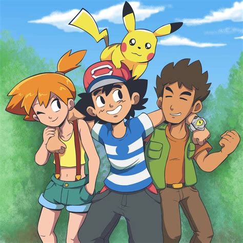 Ash Misty And Brock By Muchblock Ash And Misty Pokemon Characters Misty
