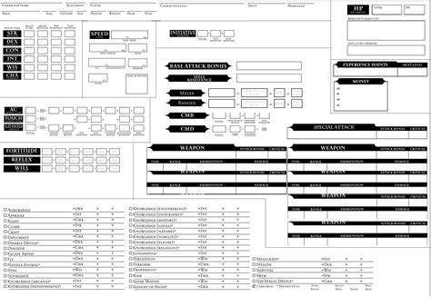 Blank Pathfinder Character Sheet