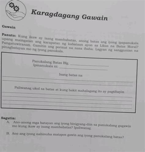 Gawain Karagdagang Gawain Panuto Kung ikaw ay | StudyX