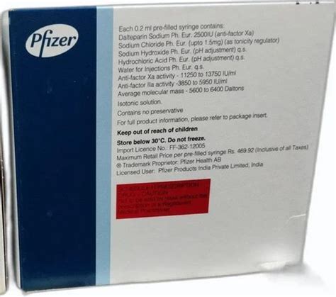 Fragmin 2500 Iu Injection At ₹ 351 Piece Fragmin Injection In Chennai