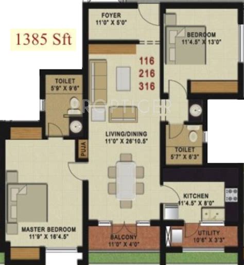 1645 Sq Ft 3 Bhk 3t Apartment For Sale In Senthil Constructions Golden