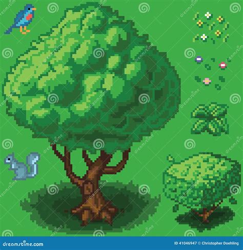 Vector Pixel Art Forest Icon Set 41046947