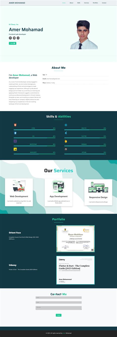 Github Amermohammad1portfolio Responsive My Portfolio Html Css Js Framework In Bootstrap5