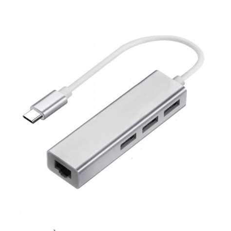 Adaptador De Red Tipo C A Rj45 Lan Con 3 Puertos Usb 20 Windows Mac