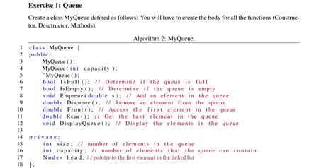 Solved Exercise Queue Create A Class MyQueue Defined As Chegg Com