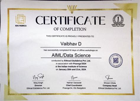 Vaibhav D On Linkedin Aiml Datascience Workshopexperience Continuouslearning