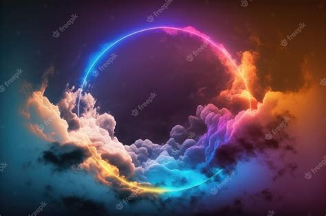 Premium Photo Abstract Of Glowing Clouds Circle Frame Illuminated