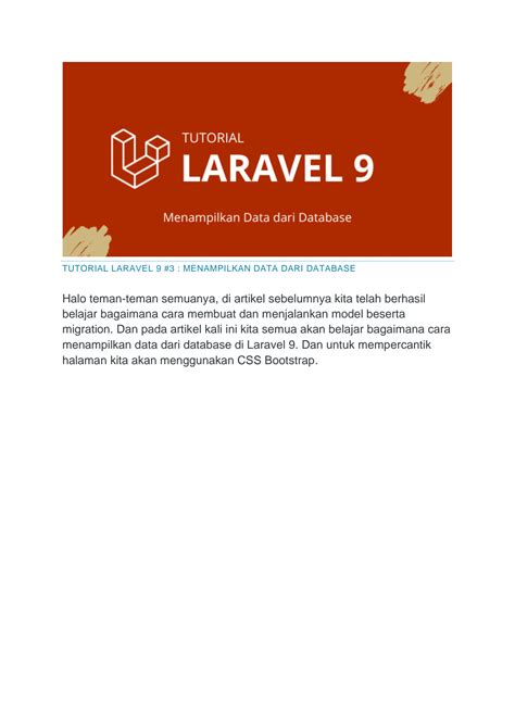 Solution Membuat Web Menggunakan Laravel 9 Bab 3 Menampilkan Data