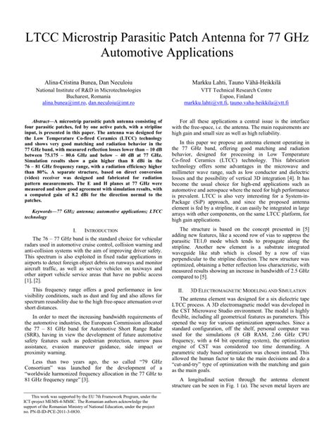 Pdf Ltcc Microstrip Parasitic Patch Antenna For 77 Ghz Automotive Applications