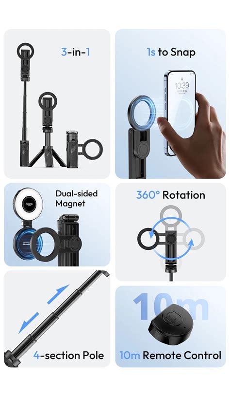 Ulanzi Jj03 Dual Sided Magnetic Phone Tripod Smartphone Grip Selfie