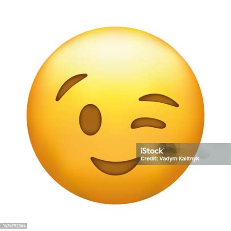 윙크하는 얼굴 눈 윙크 이모티콘 미소와 함께 재미 있는 노란색 이모티콘 이모티콘에 대한 스톡 벡터 아트 및 기타 이미지