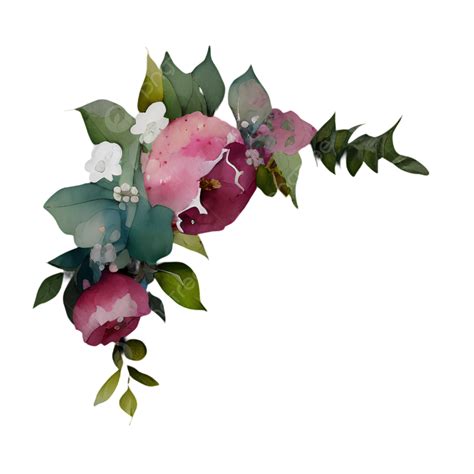 Flores Rosas De Acuarela En La Frontera Png Marcos De Acuarela Borde