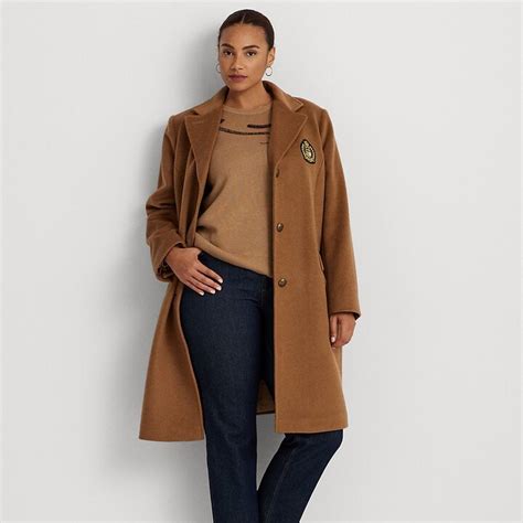 Lauren Woman Ralph Lauren Crest Patch Wool Blend Coat Shopstyle