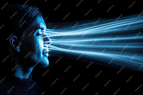 Neuron Mapping Thought Flow And Thought Visualization Abstract Face With Light Beams Visualizing