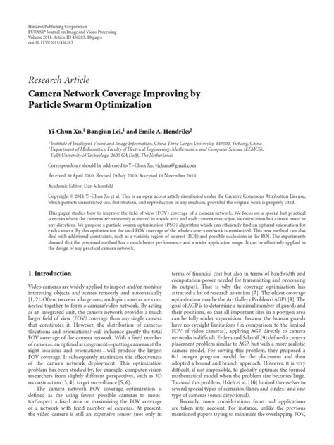 Camera Network Coverage Imrpoving By Particle Swarm Optimization Pdf
