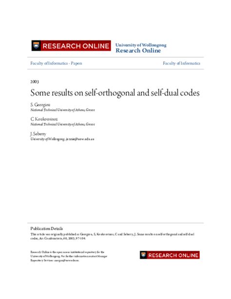 pdf some results on self orthogonal and self dual codes