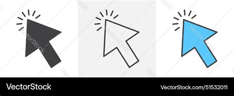 cursor icon set click arrow symbol web mouse vector image