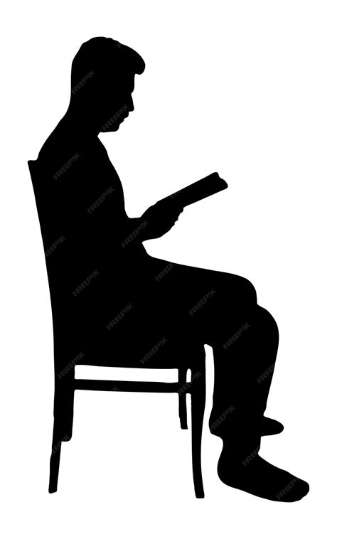 Premium Vector Sitting Man Reading Book Vector Silhouette White