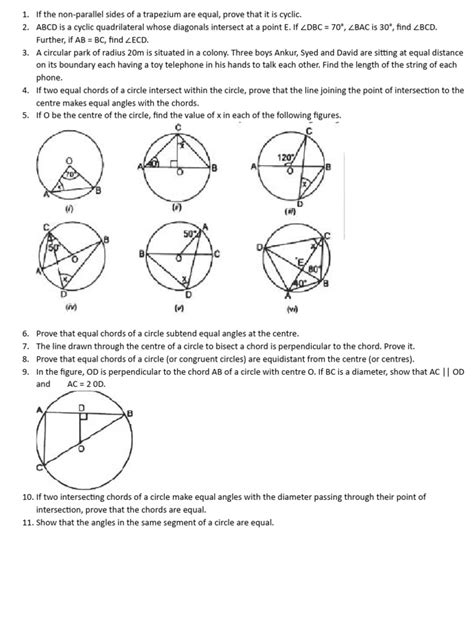 Class 9 Circle Test Pdf