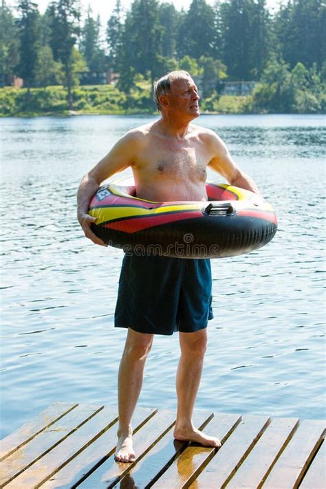 Shirtless Old Man In Swimming Trunks Stock Image Image Of Outdoors