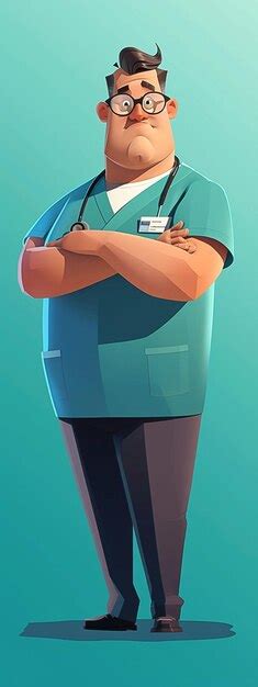 A Cartoon Character Of A Man With Glasses And A Green Shirt Premium