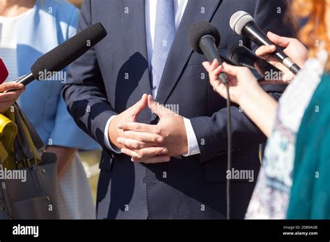 Journalists Making Media Interview With Businessman Or Politician Stock