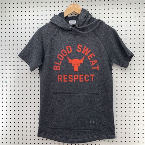 Under Armour X Project Rock Short Sleeve Hoodie Mens Gem