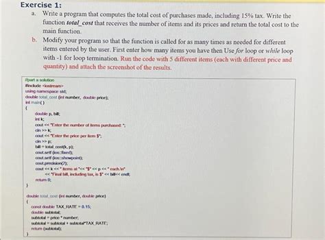 Solved Exercise 1 A Write A Program That Computes The