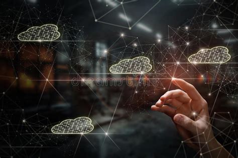 Concept Of A Network Of Connections From The Clouds Of Data Storage Stock Image Image Of Cloud