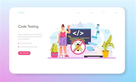 premium vector software tester web banner or landing page application