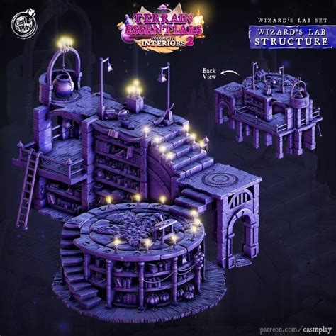 Terrain Essentials Interiors Wizard Lab Structure 28 32mm Terrain 3d