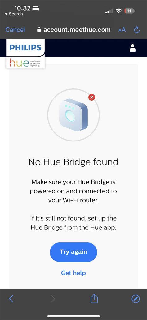 Trying To Set Up Out Of Home Control Hue Bridge Is Connected And