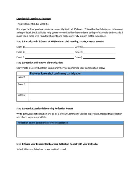 Experiential Learning Assignment Pdf Career And Growth Computers