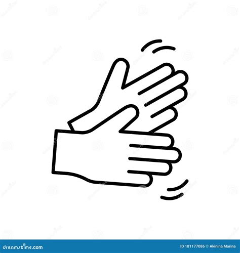Shaking Or Clapping Hands Linear Icon Of Palms Rubbing Against Each