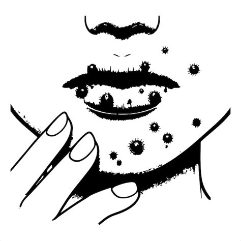 Herpesaffected Lip Silhouette Showing Distinct Sores Simple Black