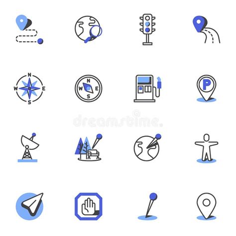 Navigation Line Icons Set Stock Vector Illustration Of Stroke 248886657