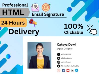 A Professional Coded HTML Clickable Email Signature In Day Upwork