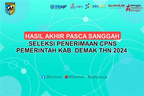 HASIL AKHIR PASCA SANGGAH SELEKSI PENERIMAAN CALON PEGAWAI NEGERI SIPIL