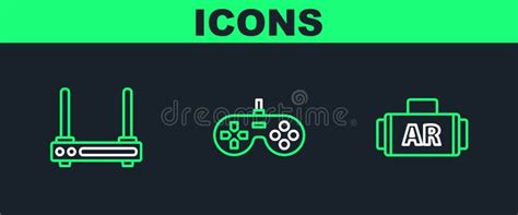set line ar augmented reality router and wi fi signal and gamepad