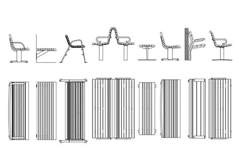 CAd Drawings Details Of Top Elevation Of Park Bench